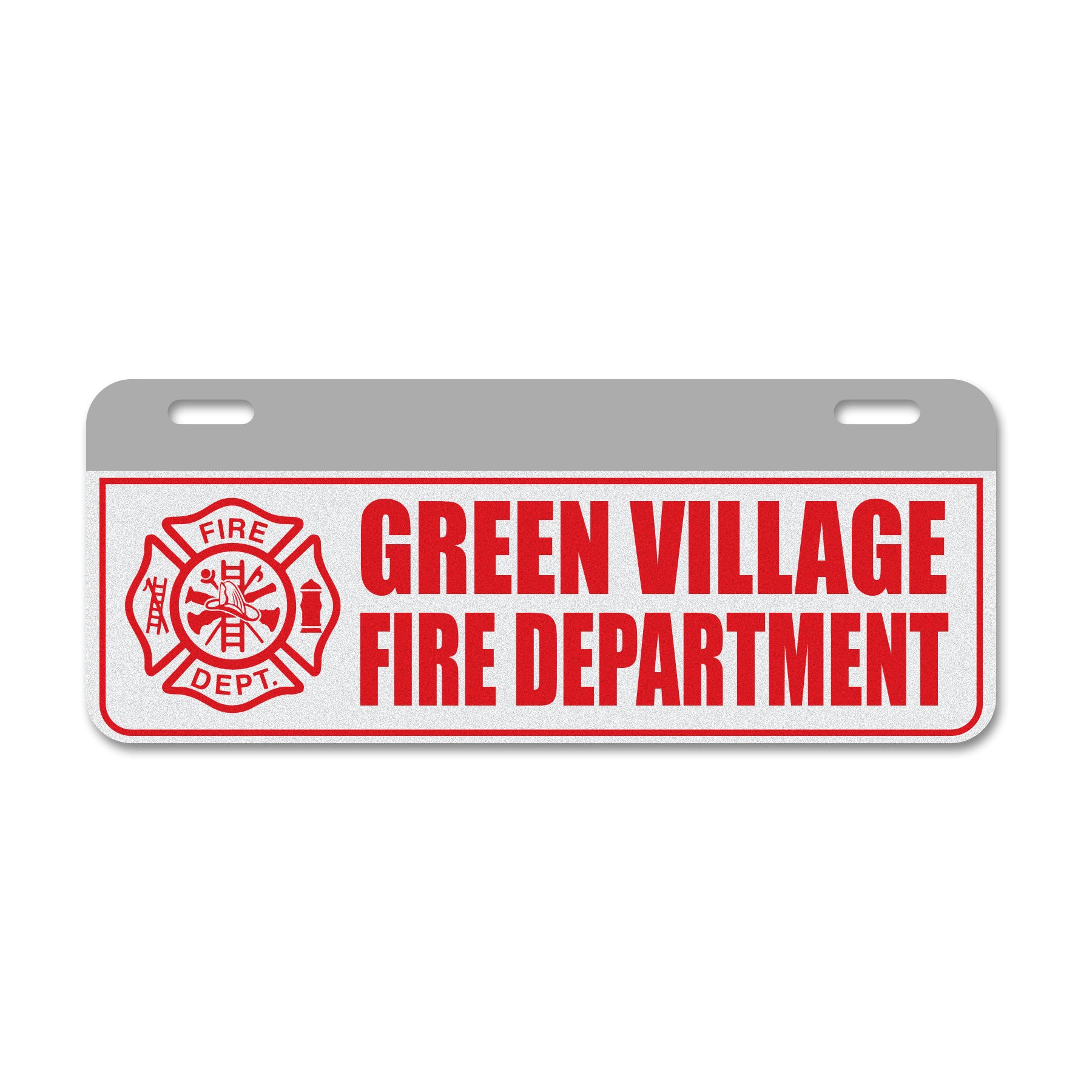 Custom Reflective Fire & EMS License Plate Topper - Left Icon Bottom M ...